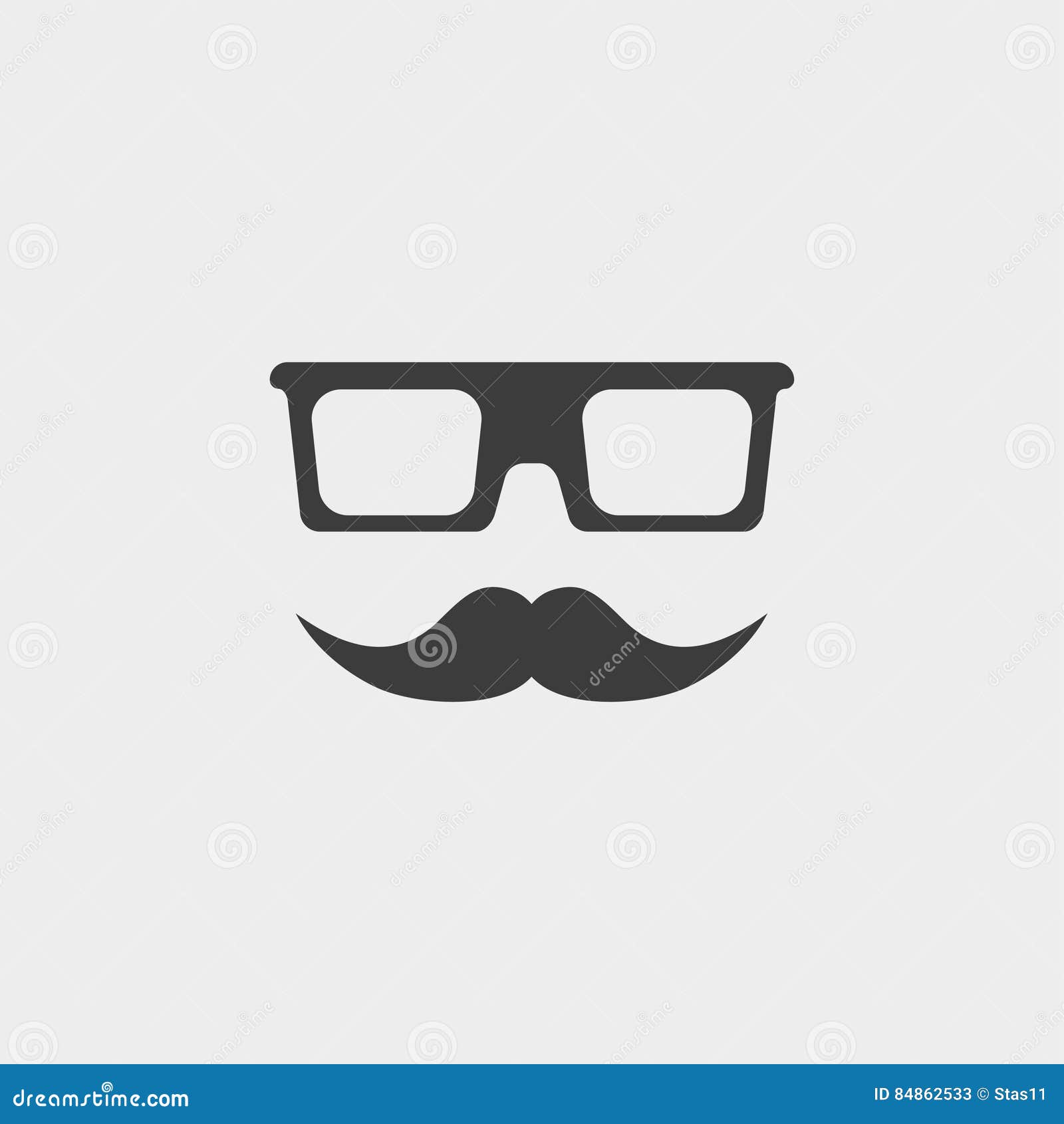 Mustache and Glasses Icon in a Flat Design in Black Color. Vector ...