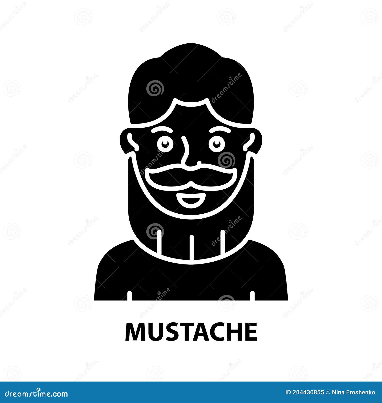 Mustache Icon, Black Vector Sign with Editable Strokes, Concept ...