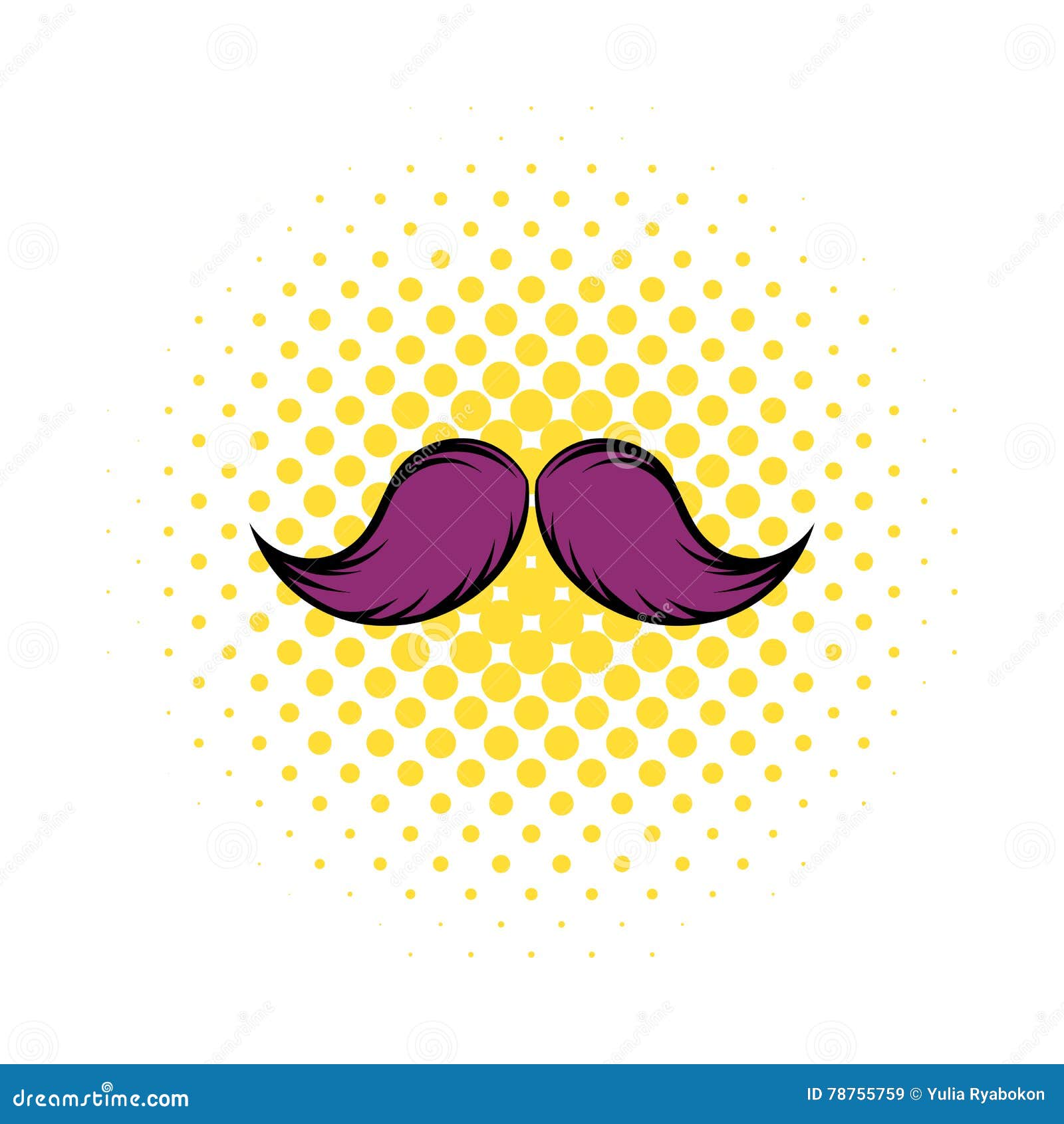 Mustache Icon in Comics Style Stock Vector - Illustration of identity ...