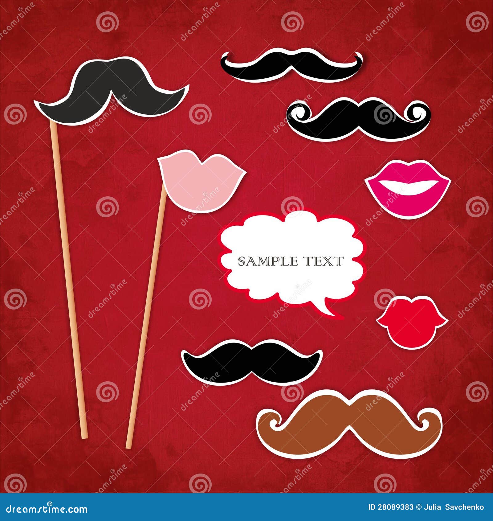 Mustache and lips stock illustration. Illustration of collection - 28089383