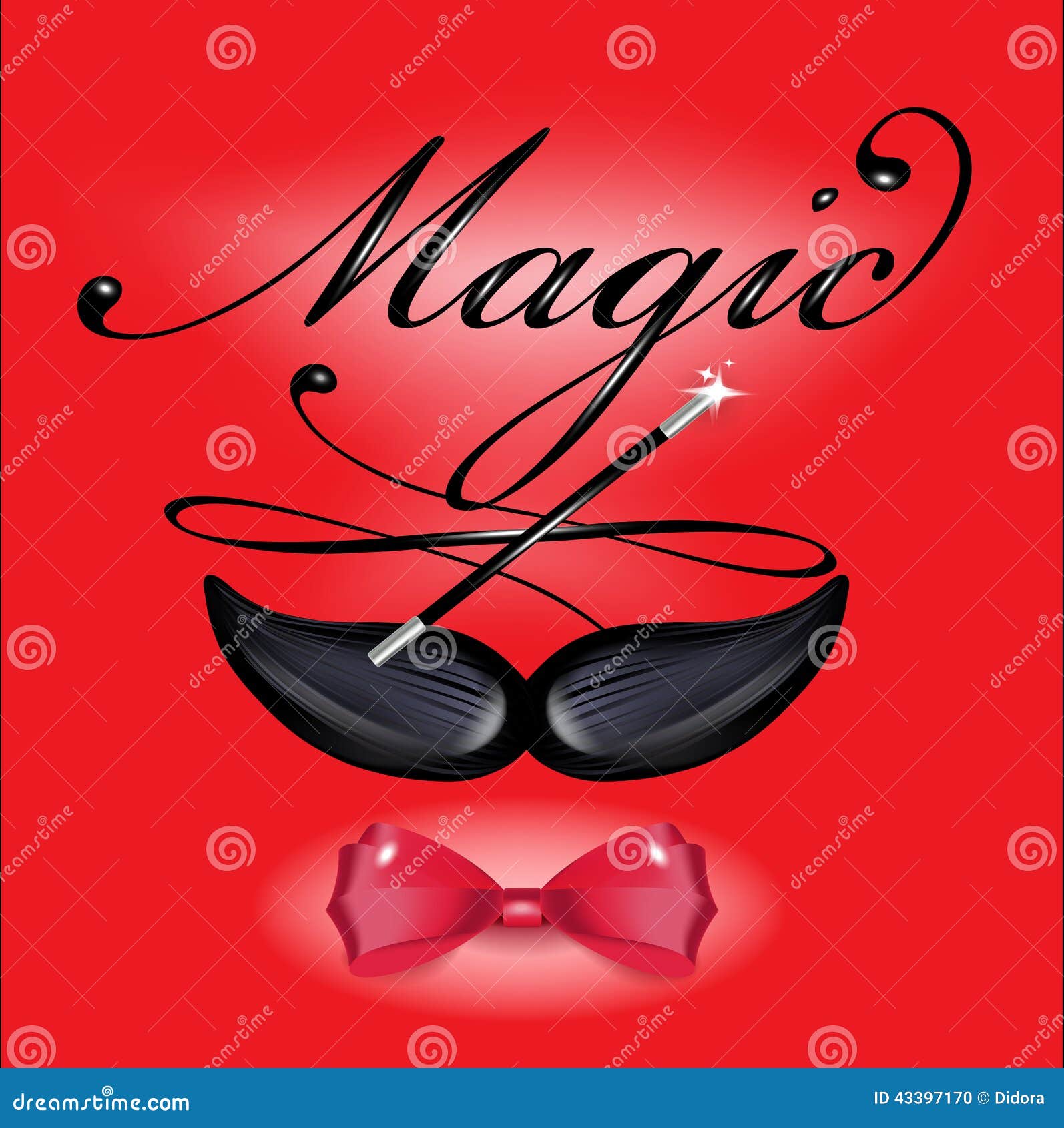 Mustache Magic Lettering Red Bow Tie Stock Illustrations – 2 Mustache ...