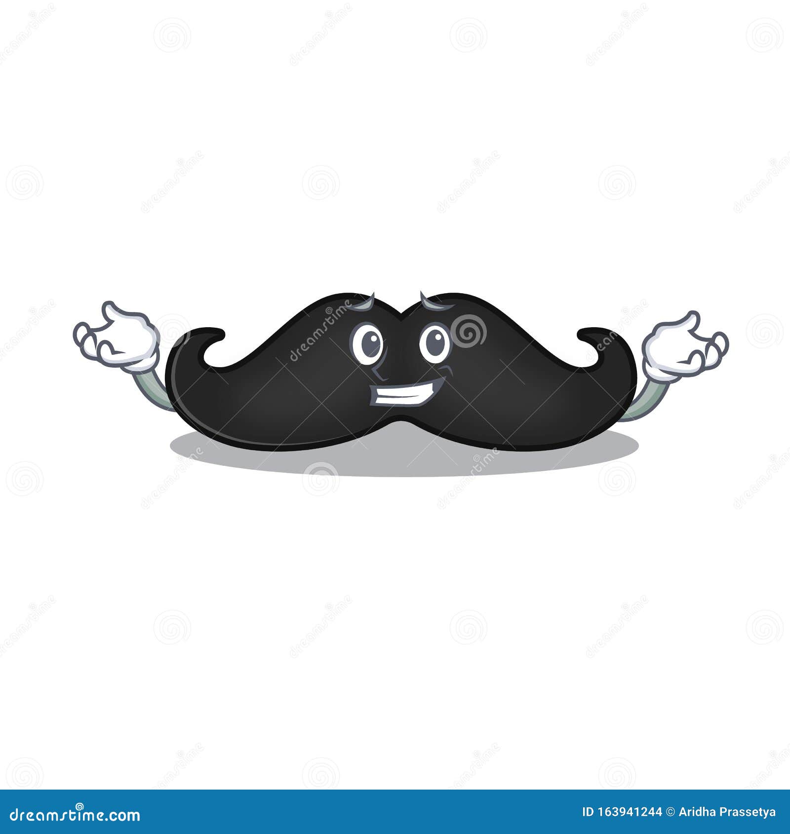 Mustache Maskottchen Isoliert Mit Grinsender Karikatur Vektor Abbildung ...