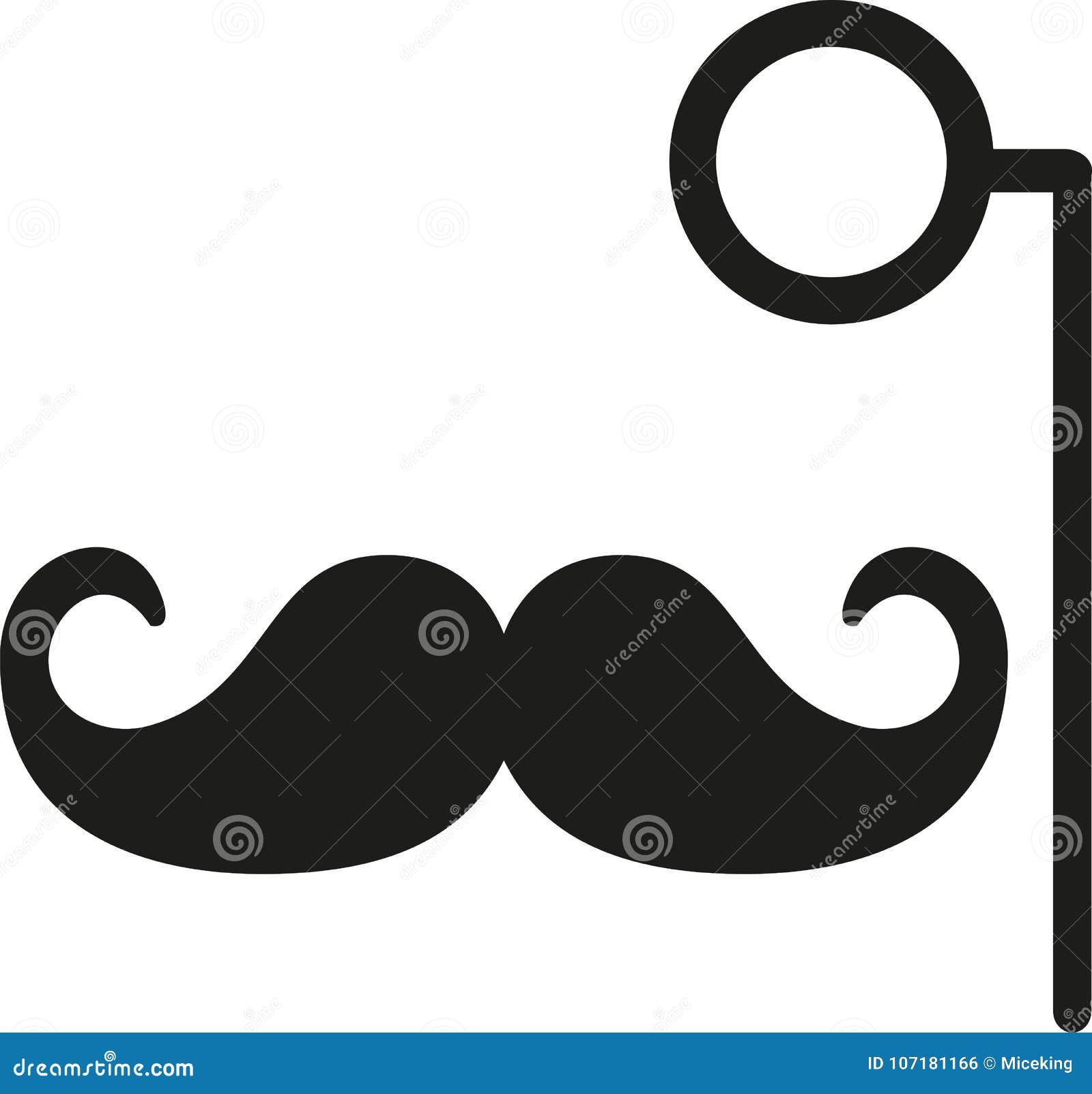 Mustache with monocle stock vector. Illustration of barber - 107181166