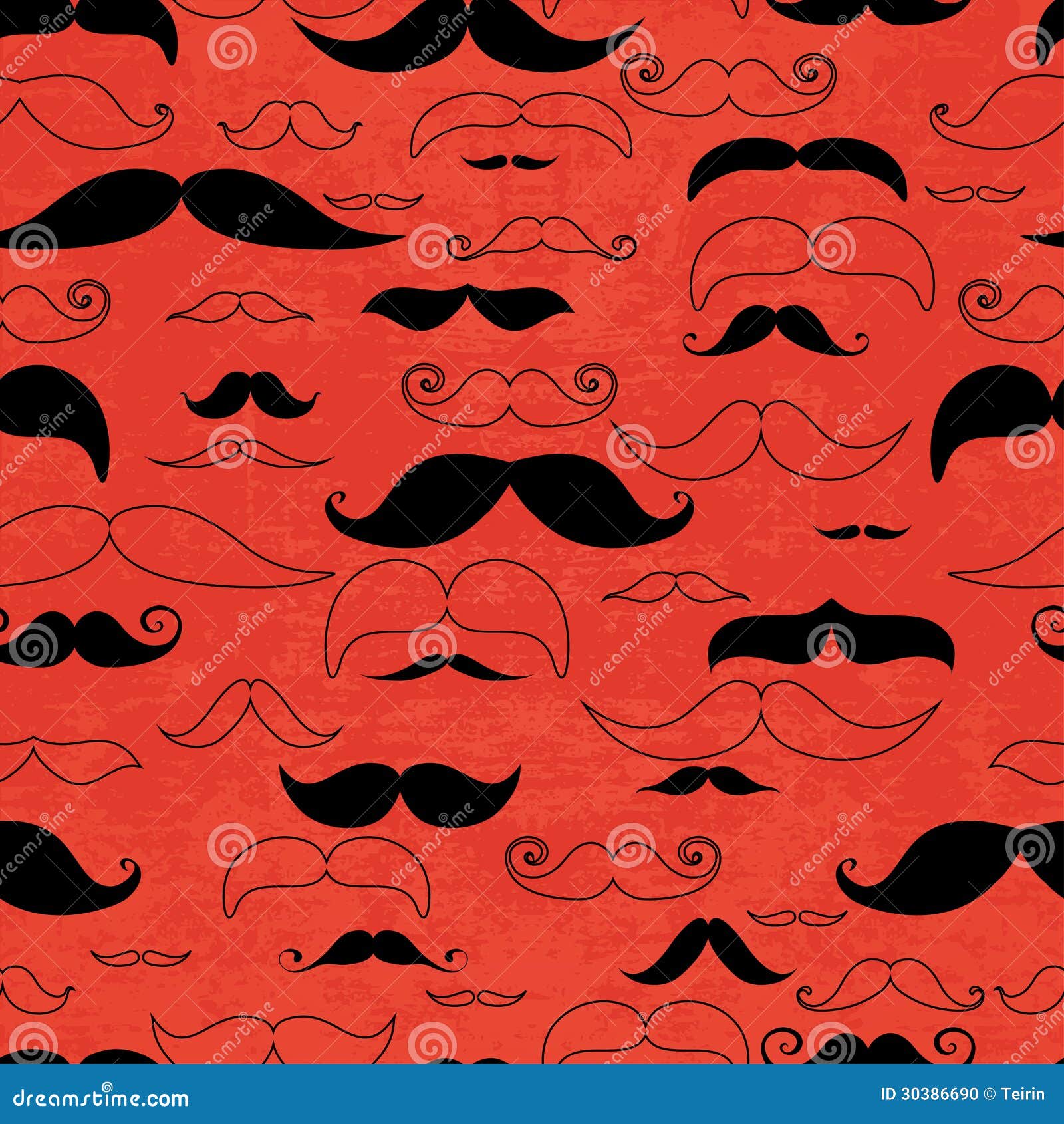 Mustache Red Seamless Pattern Stock Vector - Illustration of barber ...