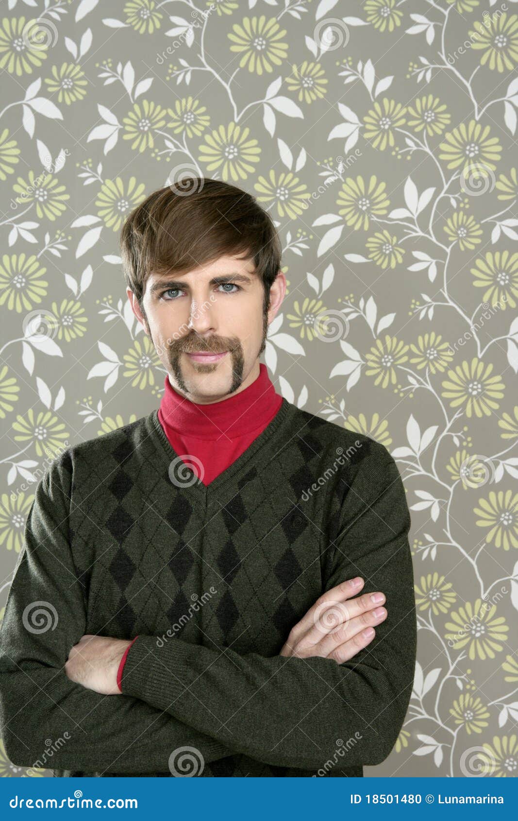 Mustache Retro Salesman Geek Portrait Stock Photo - Image of background ...
