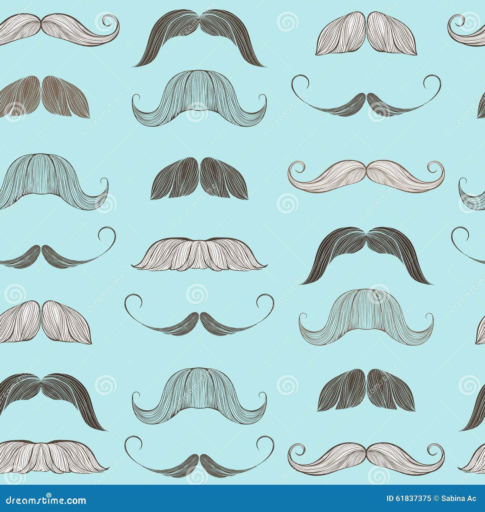 Mustache Seamless Pattern Isolated Vector Wallpaper Background Stock ...