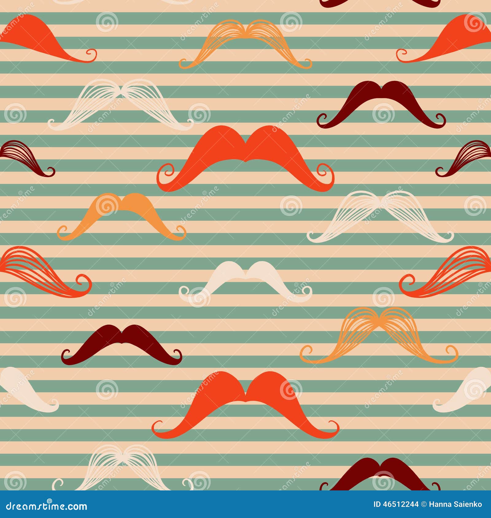 Mustache Seamless Pattern in Vintage Style. Pattern or Texture with ...