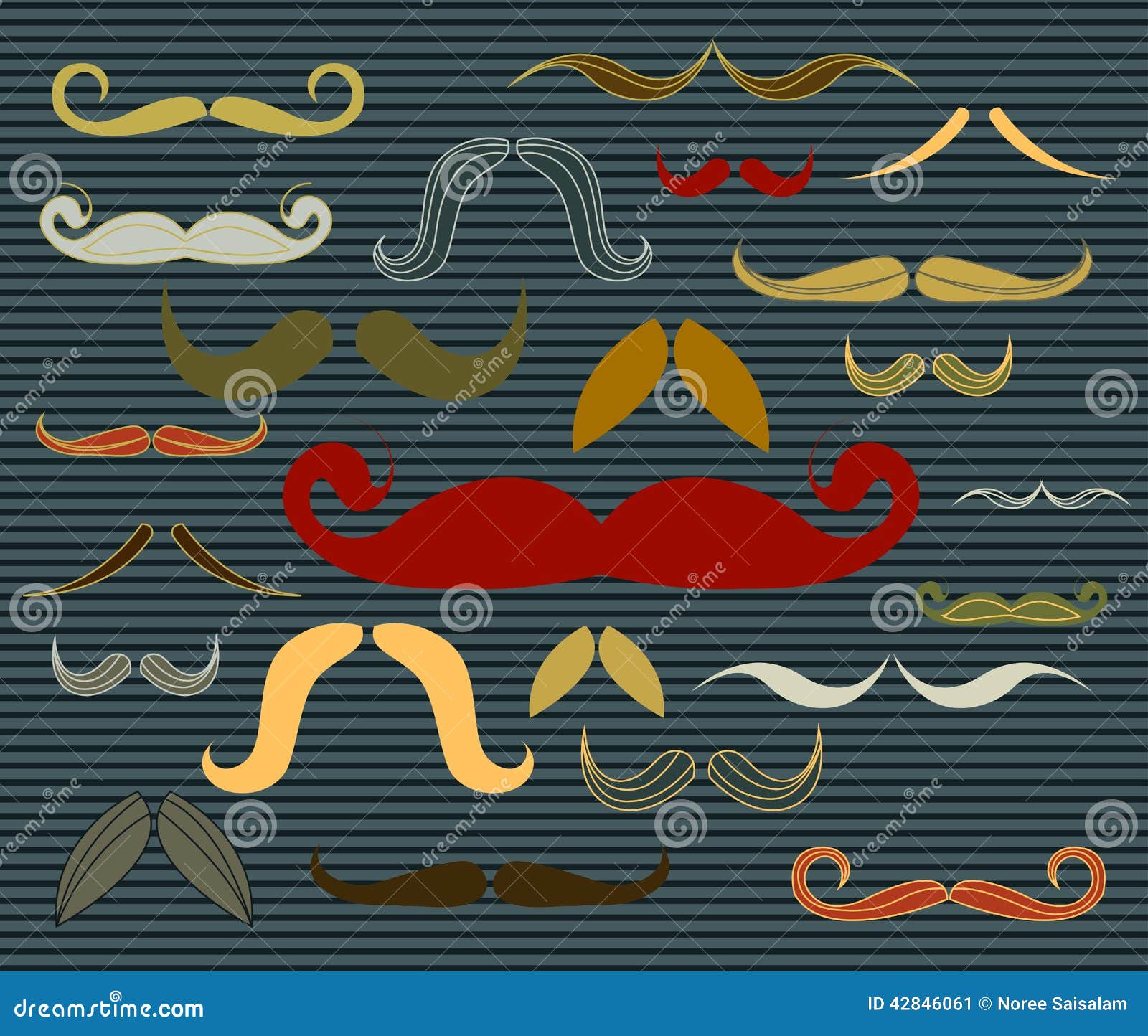 Mustache Set Pattern Vector Stock Vector - Illustration of hair, head ...