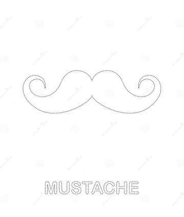 Mustache Tracing Worksheet for Kids Stock Vector - Illustration of dots ...