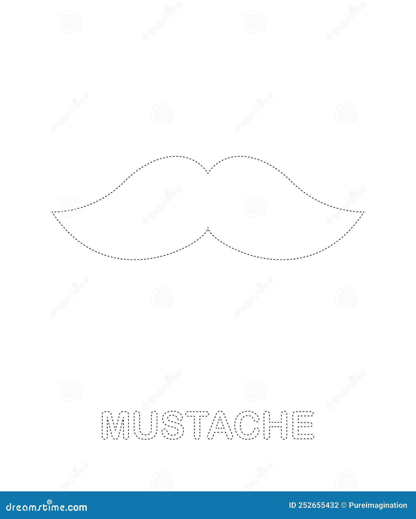 Mustache Tracing Worksheet for Kids Stock Vector - Illustration of face ...