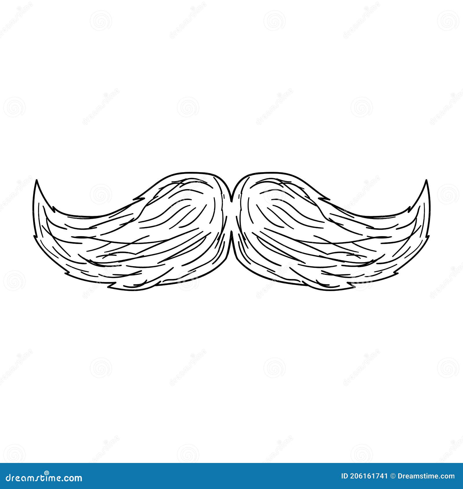 Mustache. Vector Cartoon Illustration. Isolated on White. Hand-drawn ...