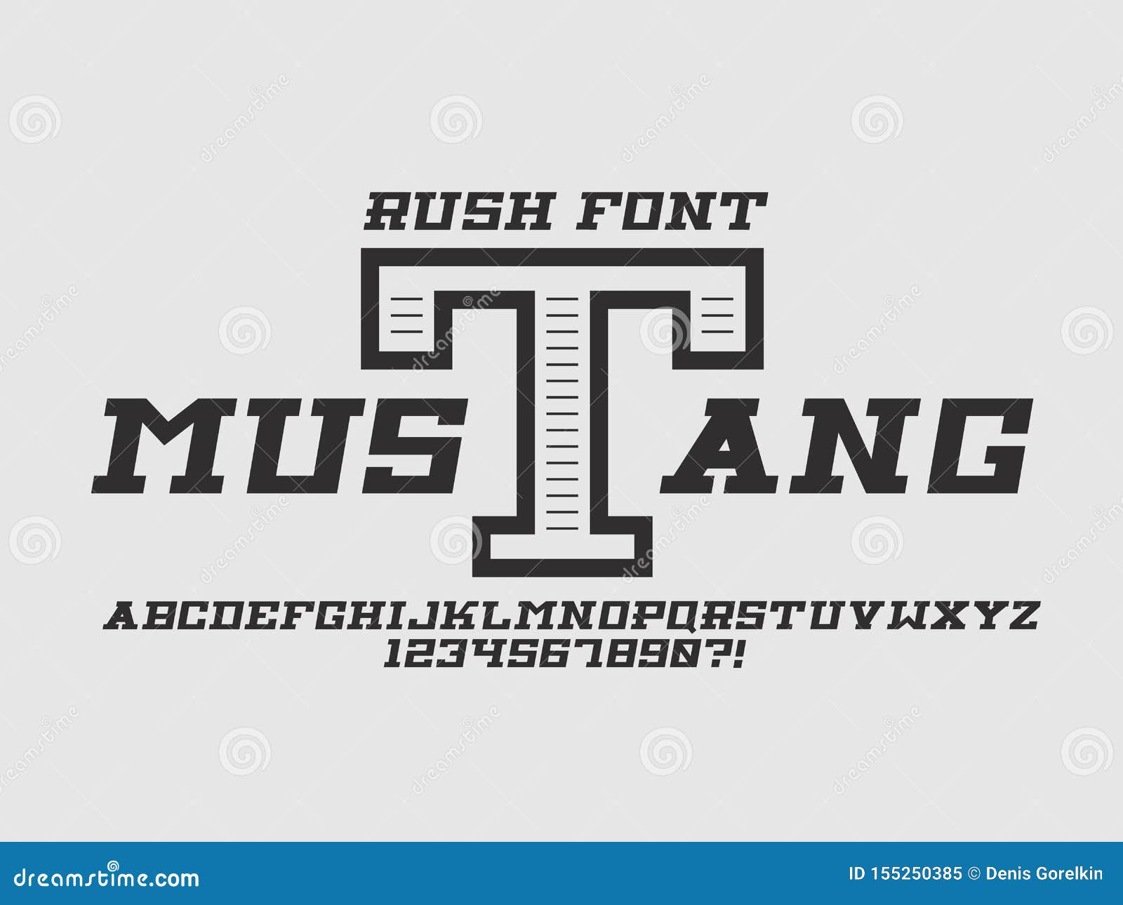 Mustang bold cursive font. stock vector. Illustration of straight ...