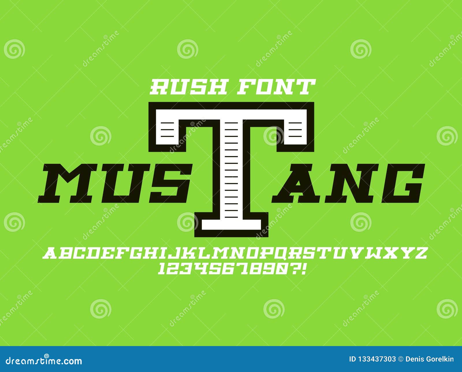 Mustang Bold Cursive Font. Vector Stock Vector - Illustration of ...