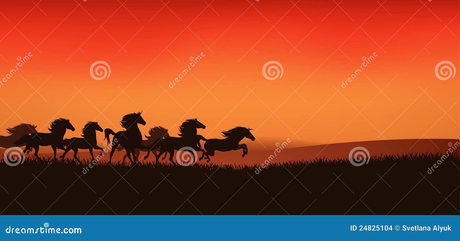 Horses Or Mustangs Cartoon Illustration | CartoonDealer.com #44039850
