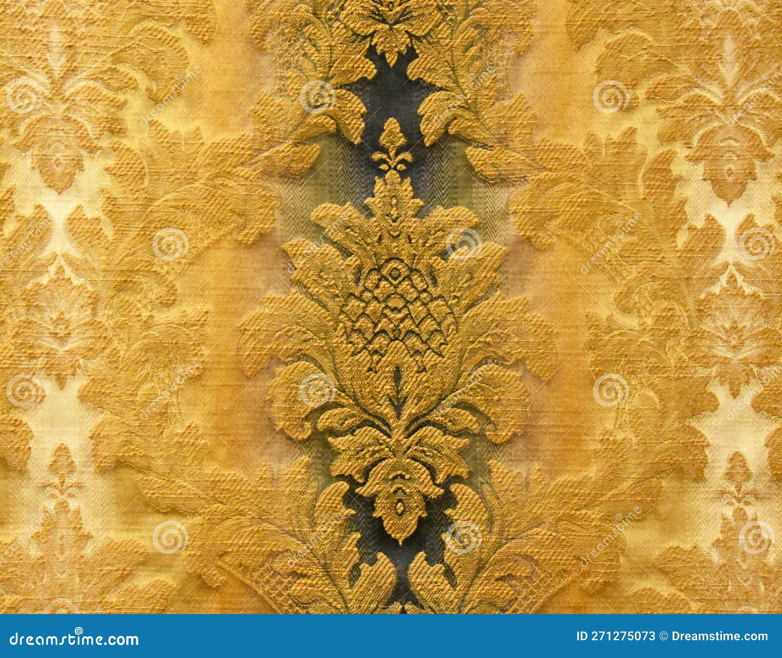 Mustard and Black Damask Pattern Fabric Stock Image - Image of velvet ...
