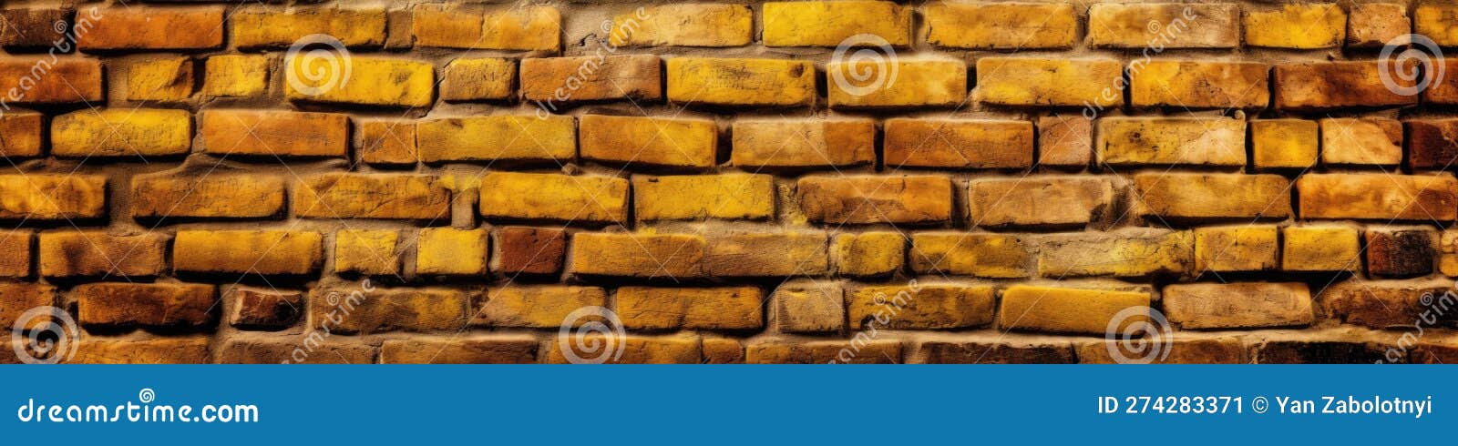 Mustard Brick Wall Background Panoramic Banner. Generative AI Stock ...