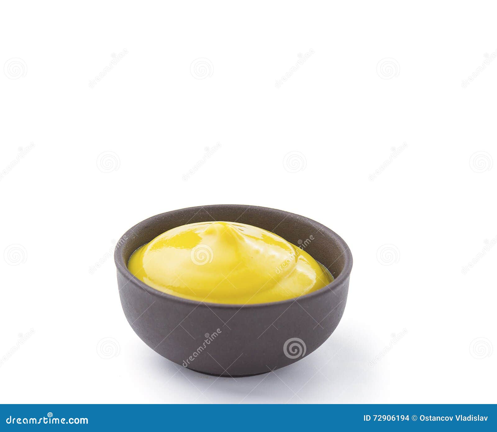 Mustard in Brown Bowl Isolated Stock Photo - Image of traditional ...