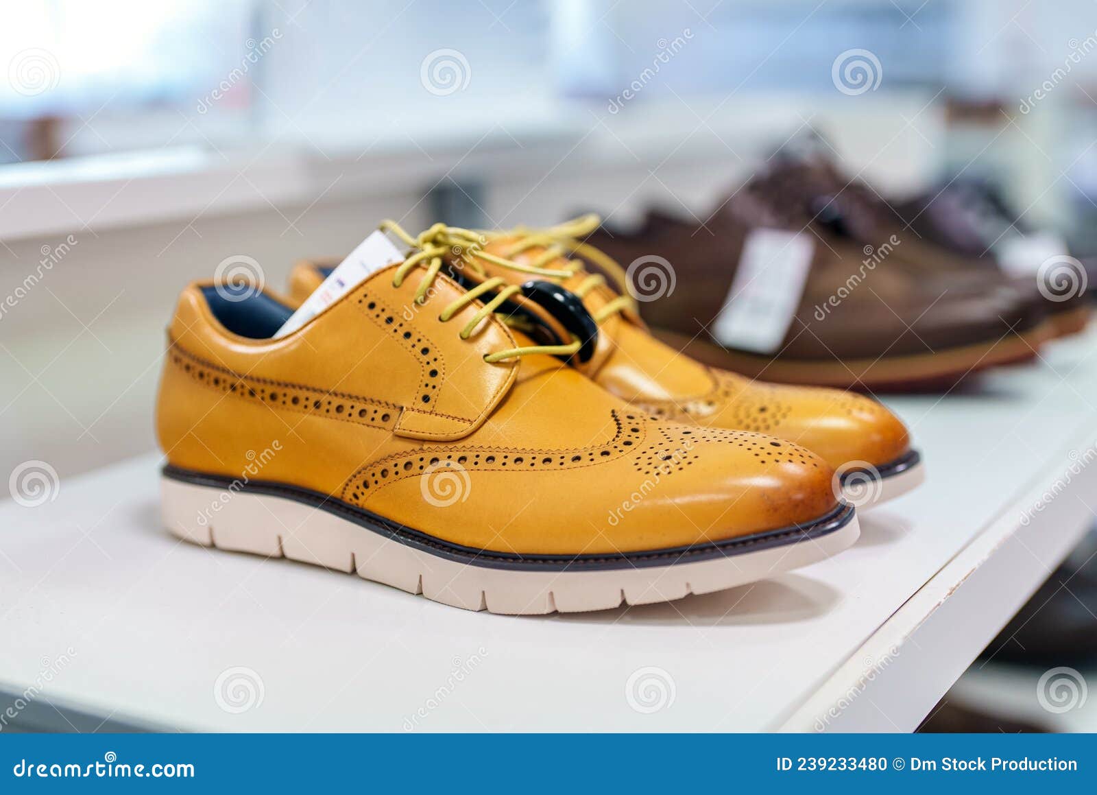 Mustard-colored Leather Men`s Boots Stock Photo - Image of leather ...
