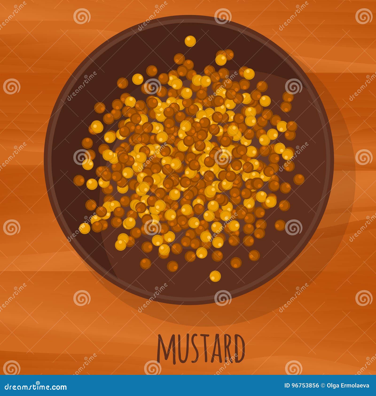 Mustard Seeds. Organic Condiment. Cartoon Flat Style. Vector ...