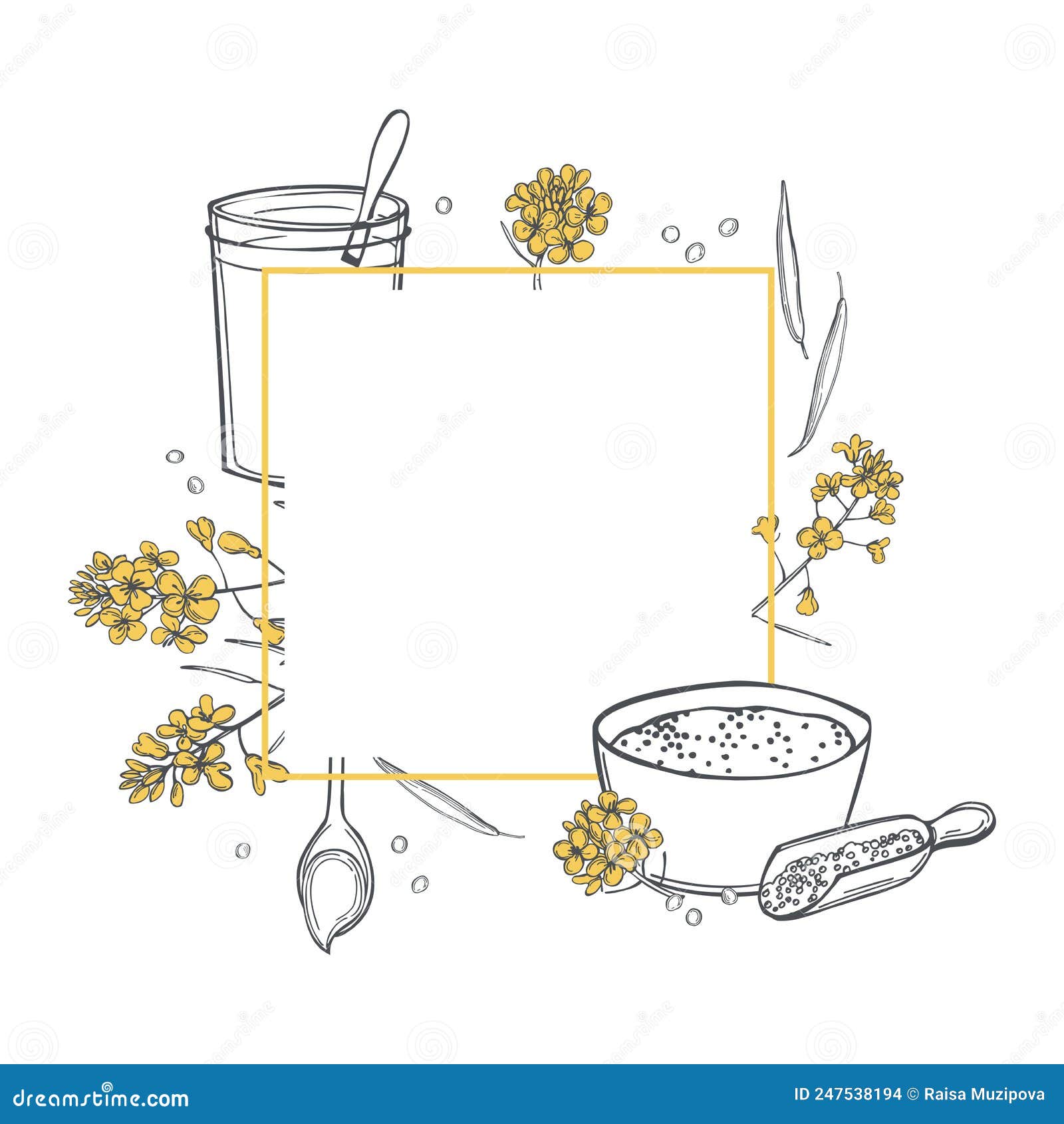 Mustard Set. Sketch Illustration Stock Vector - Illustration of branch ...