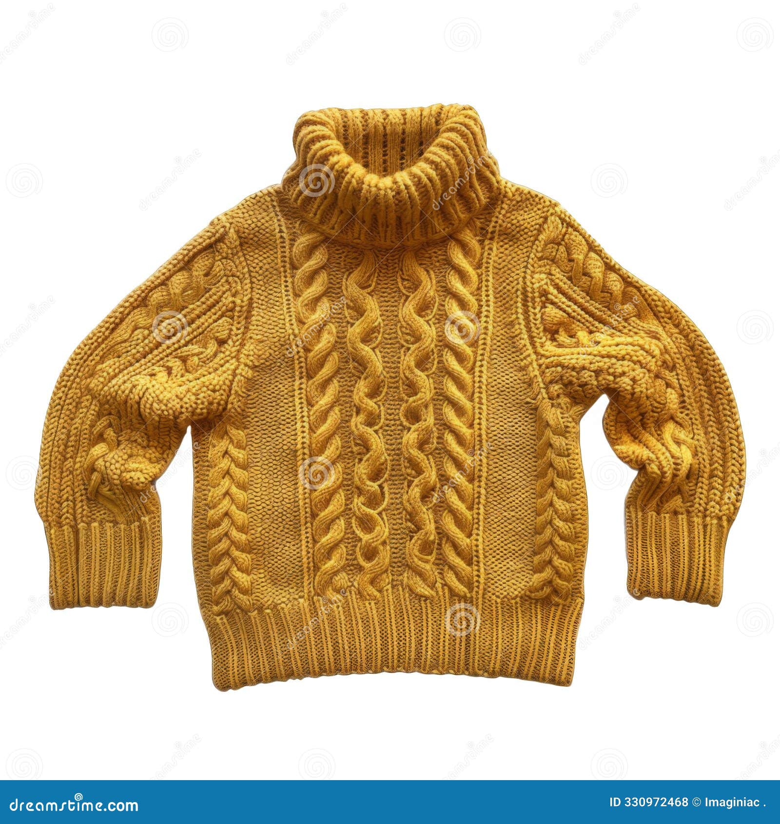 A Mustard Yellow Cable Knit Turtleneck Sweater Stock Illustration - Illustration of fabric ...