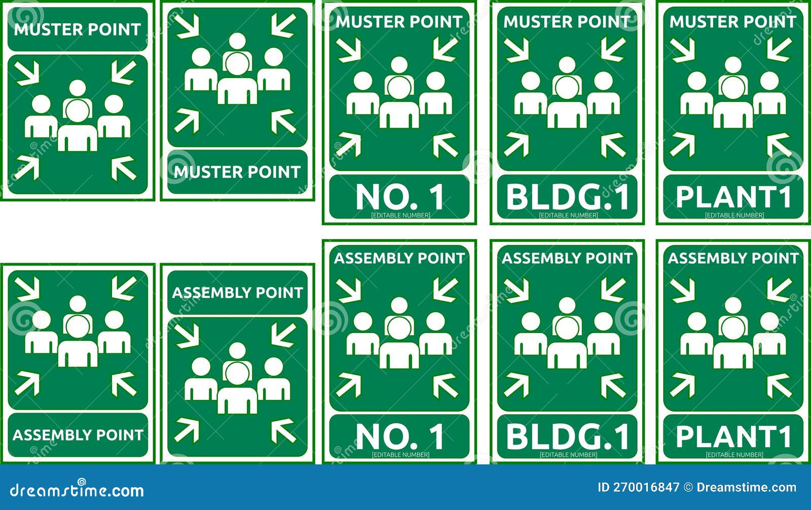 Muster and Assembly Point Label for Fire Evacuation, Vector Stock ...