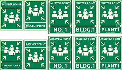 Muster and Assembly Point Label for Fire Evacuation, Vector Stock ...