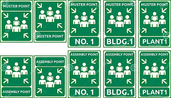 Muster and Assembly Point Label for Fire Evacuation, Vector Stock ...