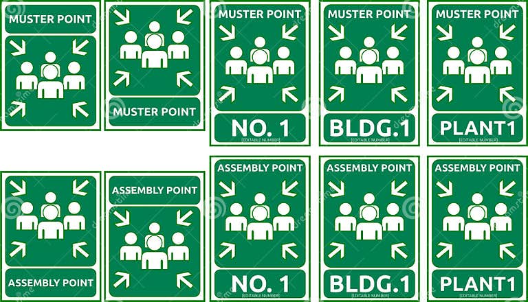 Muster and Assembly Point Label for Fire Evacuation, Vector Stock ...
