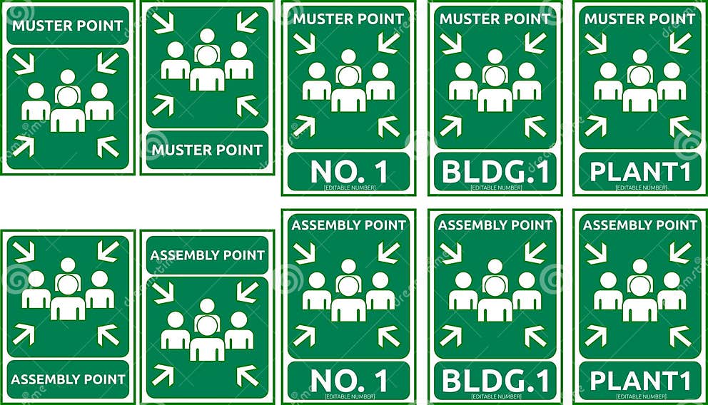 Muster and Assembly Point Label for Fire Evacuation, Vector Stock ...
