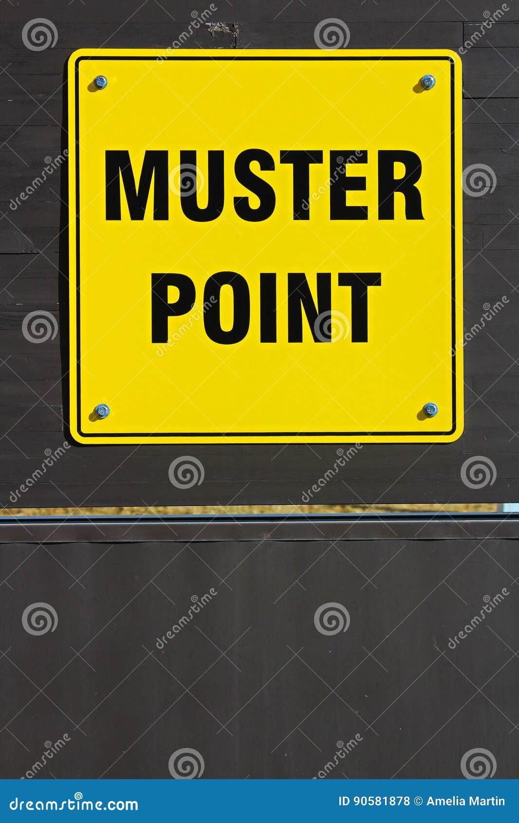 Muster Assembly Point Sign on a Wooden Wall Stock Photo - Image of ...