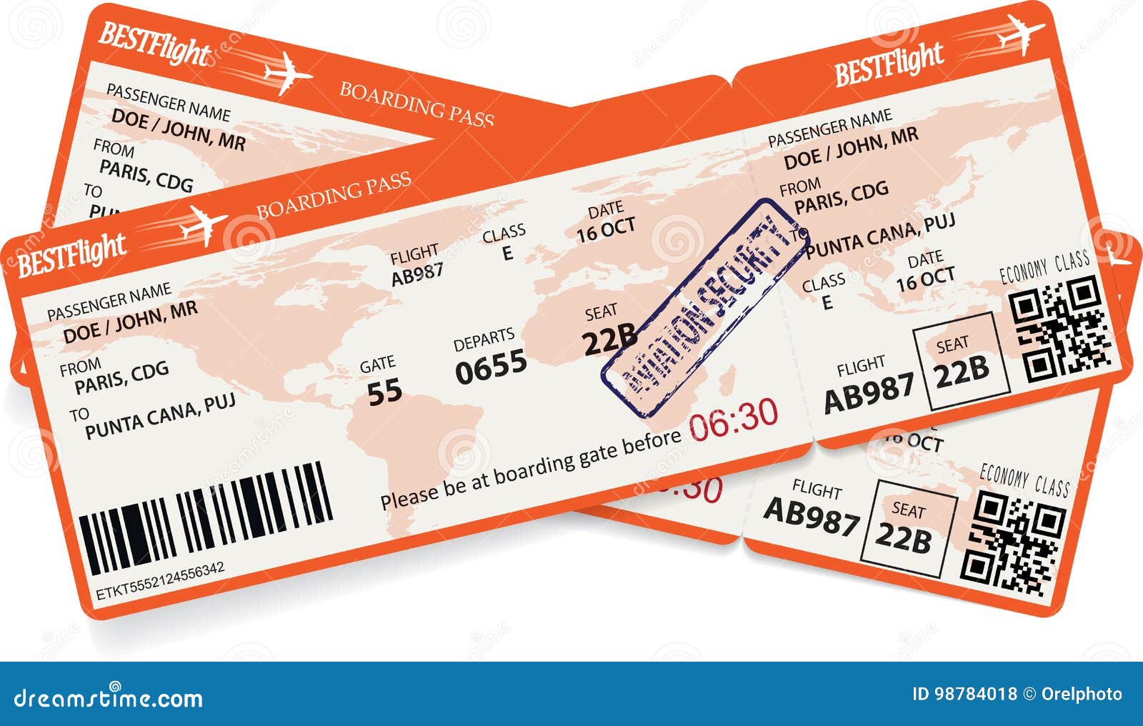 Muster Einer Bordkarte Oder Des Flugtickets Vektor Abbildung ...