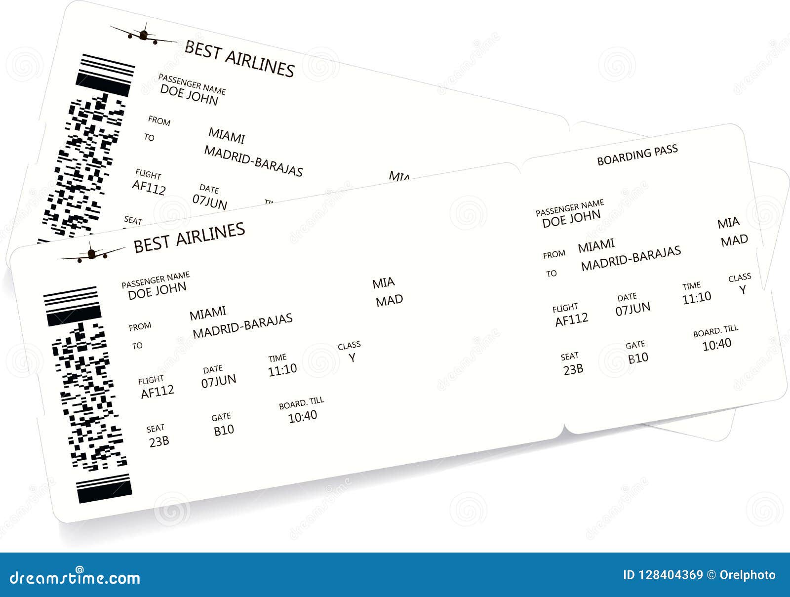 Muster Einer Bordkarte Und Des Flugtickets Vektor Abbildung ...