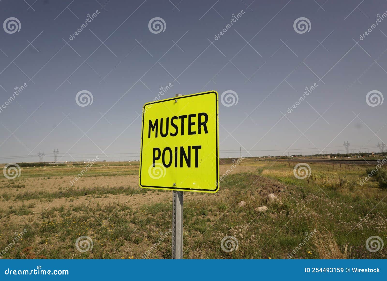 Muster Point Sign in Front of an Empty Desolate Field Editorial Stock ...