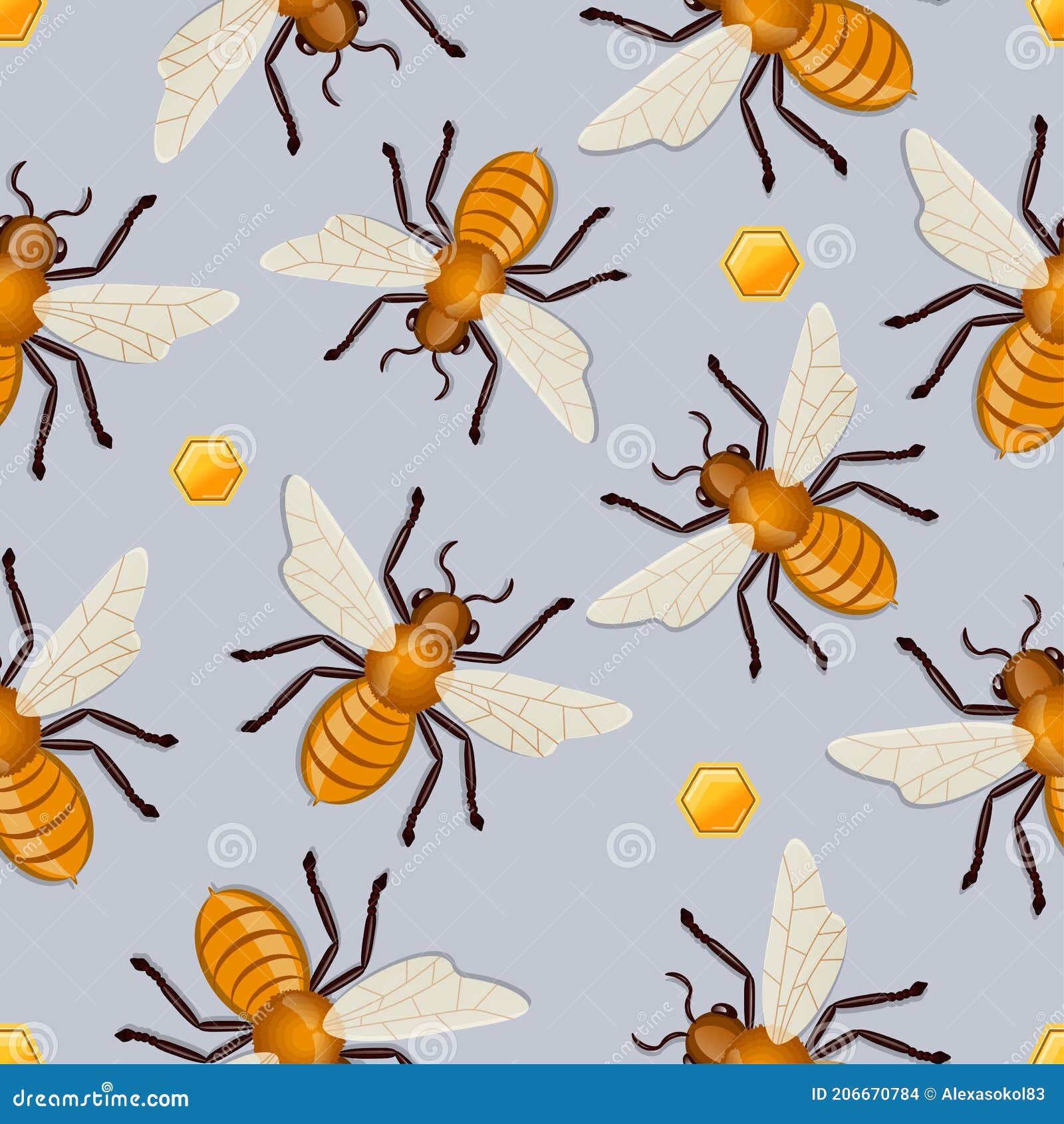 Muster Von Honig Beesvector Illustration Vektor Abbildung - Illustration von gold, bienenstock ...