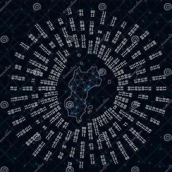 Mustique digital map. stock vector. Illustration of connection - 184574752