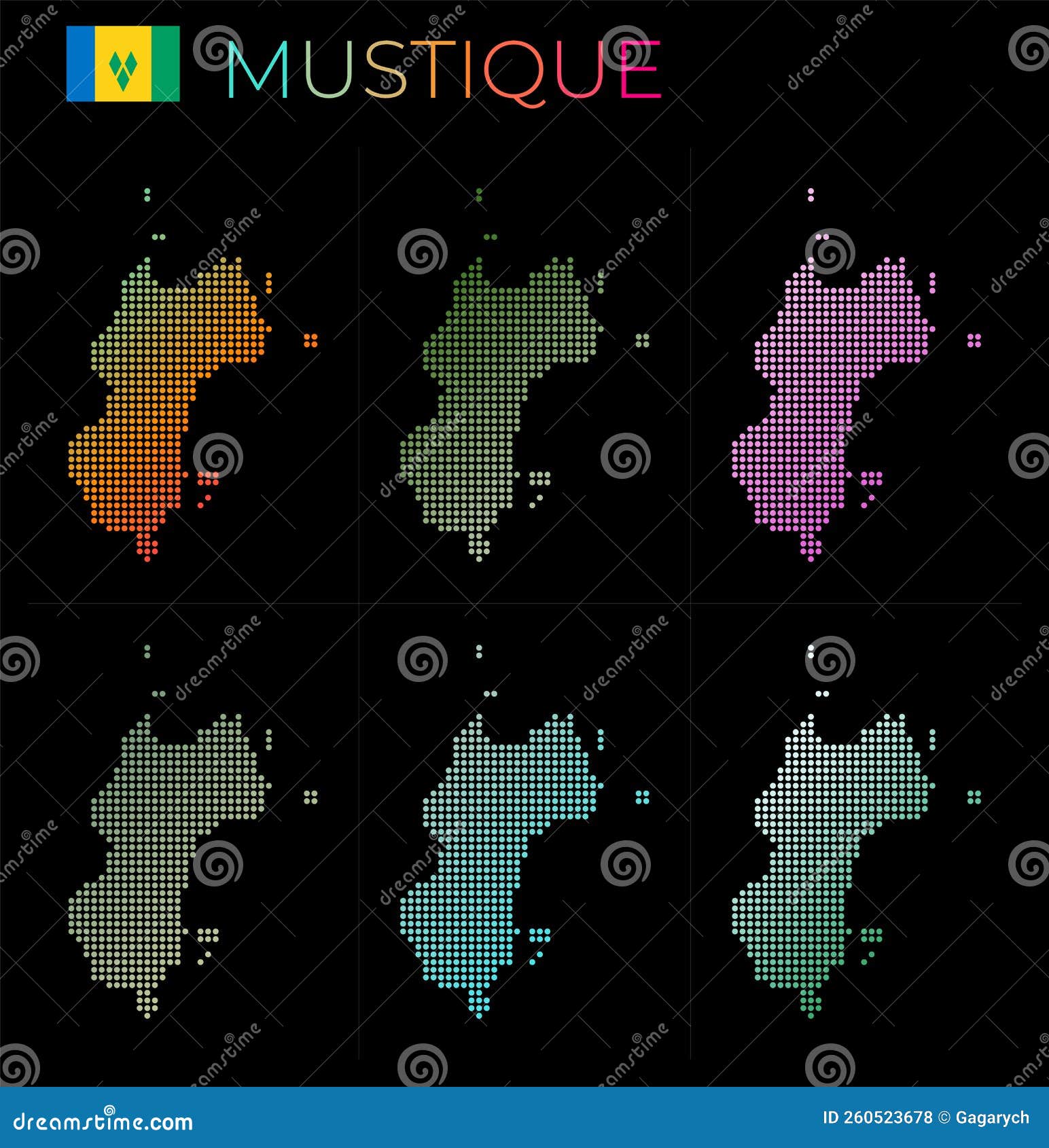 Mustique dotted map set. stock vector. Illustration of america - 260523678