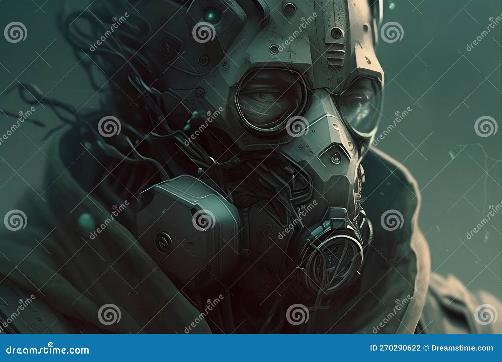 Mutant Cyborg in a Gas Mask, Generative Ai Stock Illustration ...