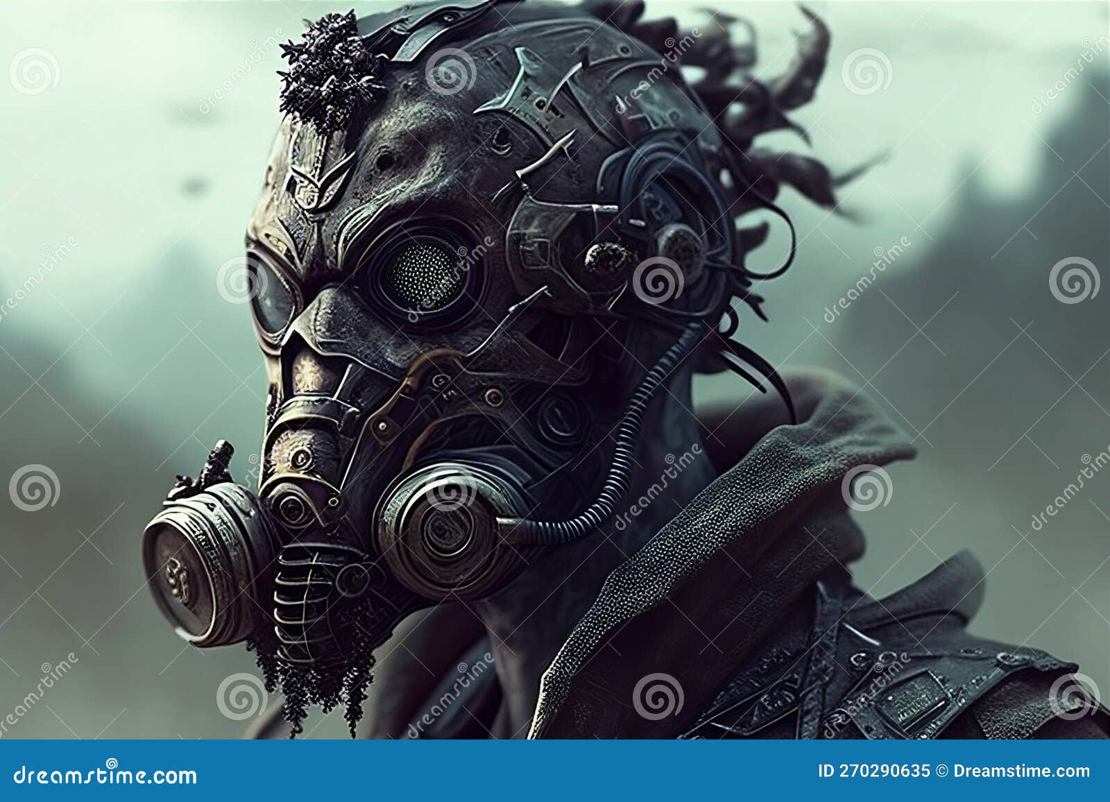 Mutant Cyborg in a Gas Mask, Generative Ai Stock Illustration ...