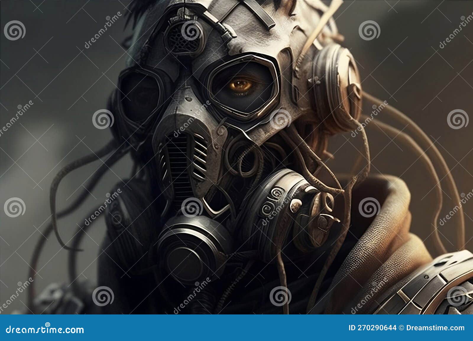 Mutant Cyborg In A Gas Mask, Generative Ai Stock Photo | CartoonDealer ...