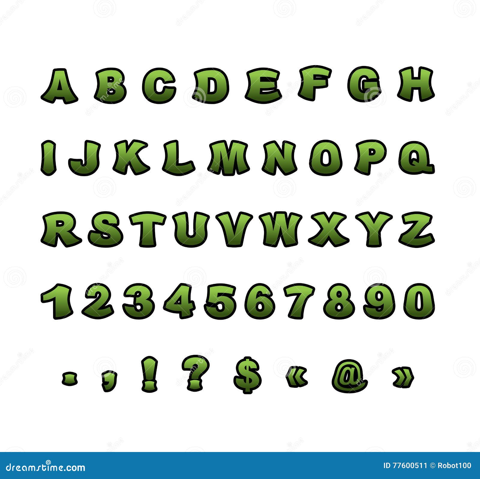 Mutant Font. Green Rough Comic Alphabet In Style. Abstract ABC. Vector ...