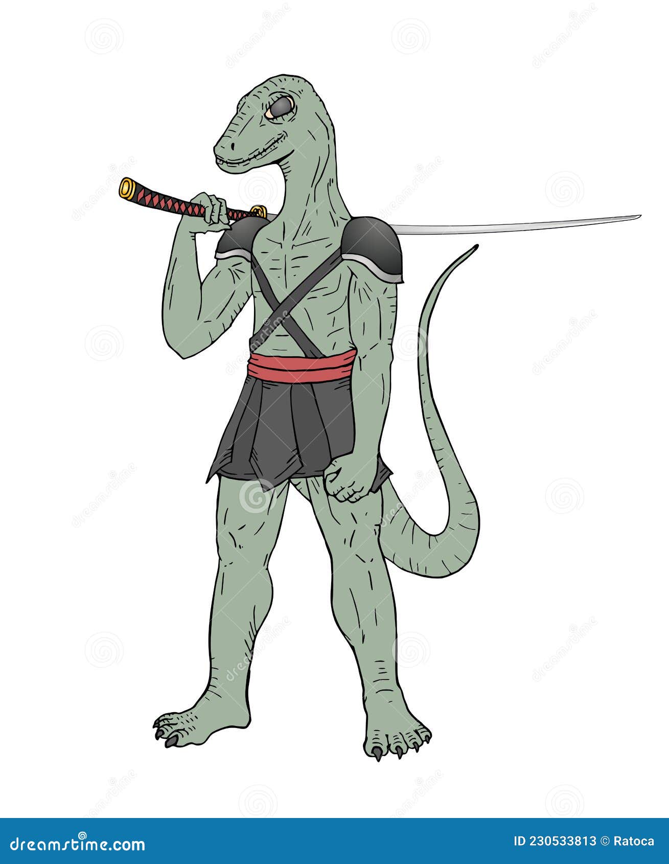 Mutant lizard with sword stock vector. Illustration of lizard - 230533813
