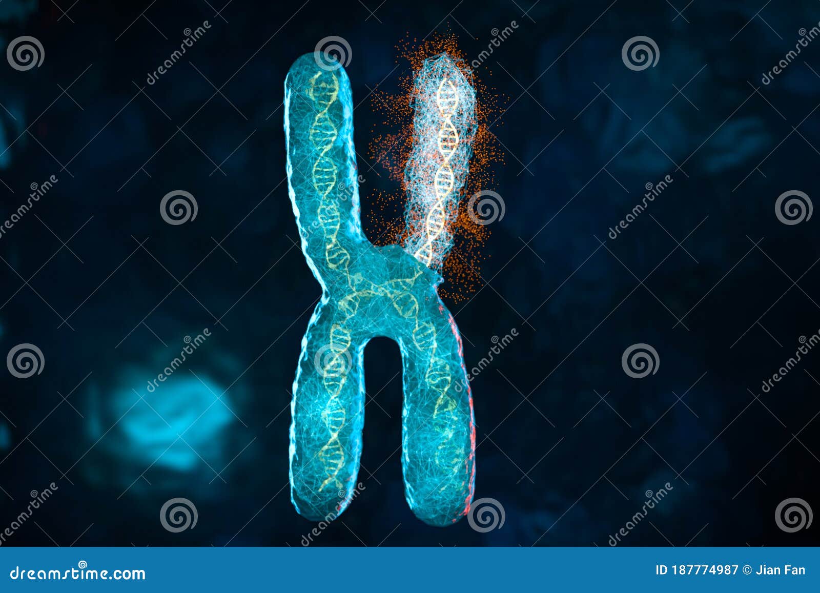 Mutation of Chromosome with Dark Background, 3d Rendering Stock ...