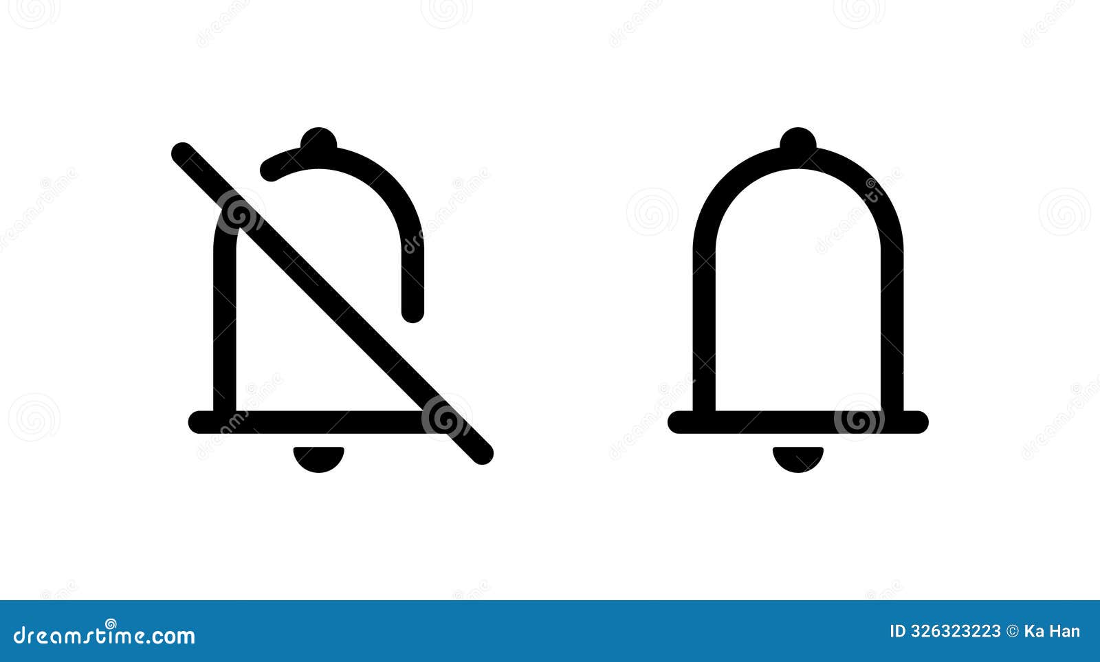 Mute and Bell Icon in Line Style. Notification Concept Stock ...