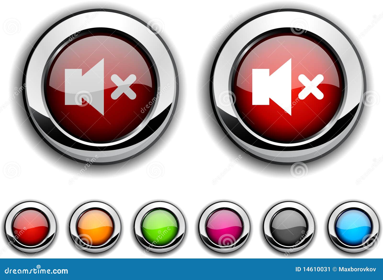 Mute button. stock vector. Illustration of icons, blue - 14610031