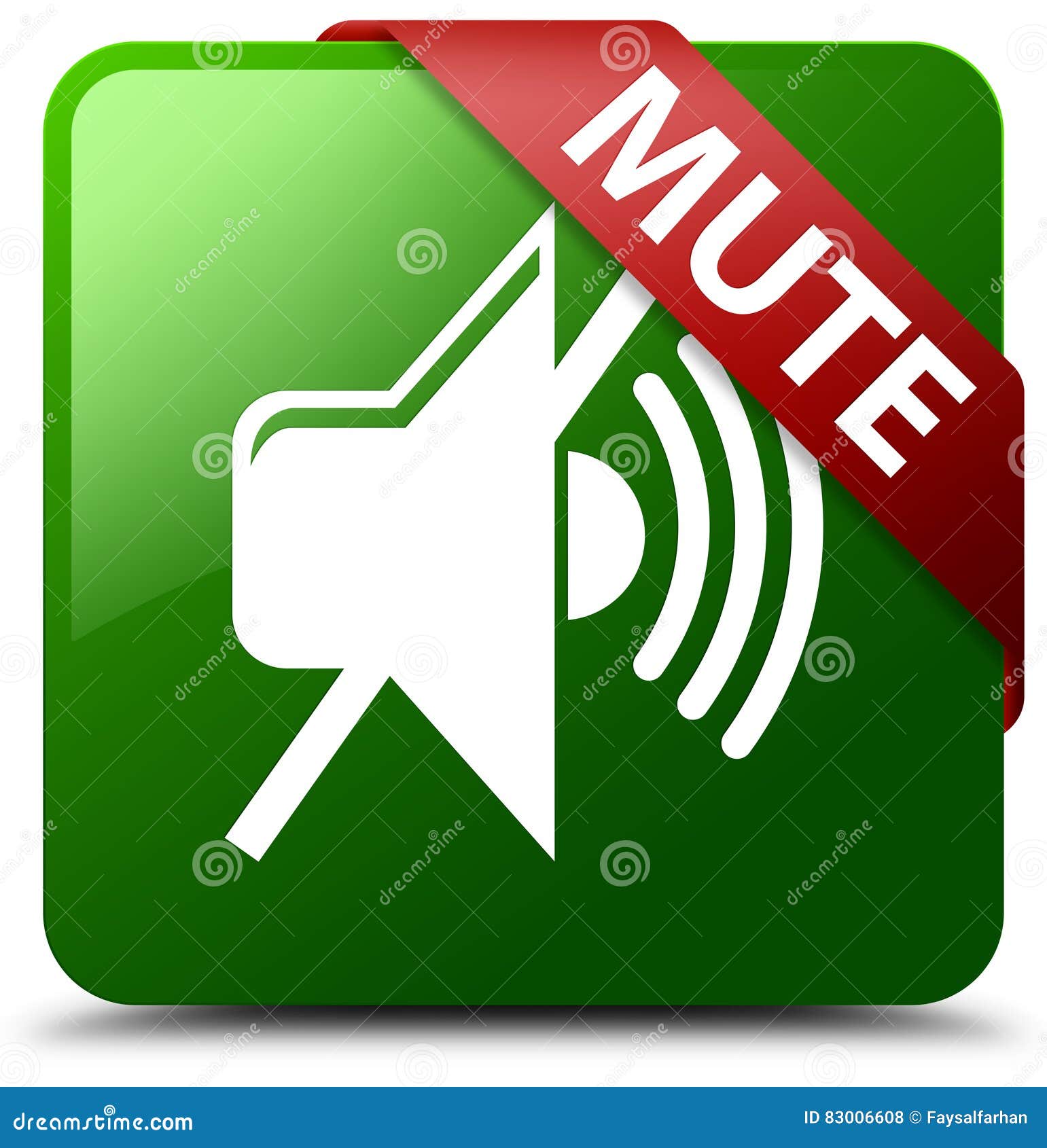 Mute green square button stock illustration. Illustration of silent ...