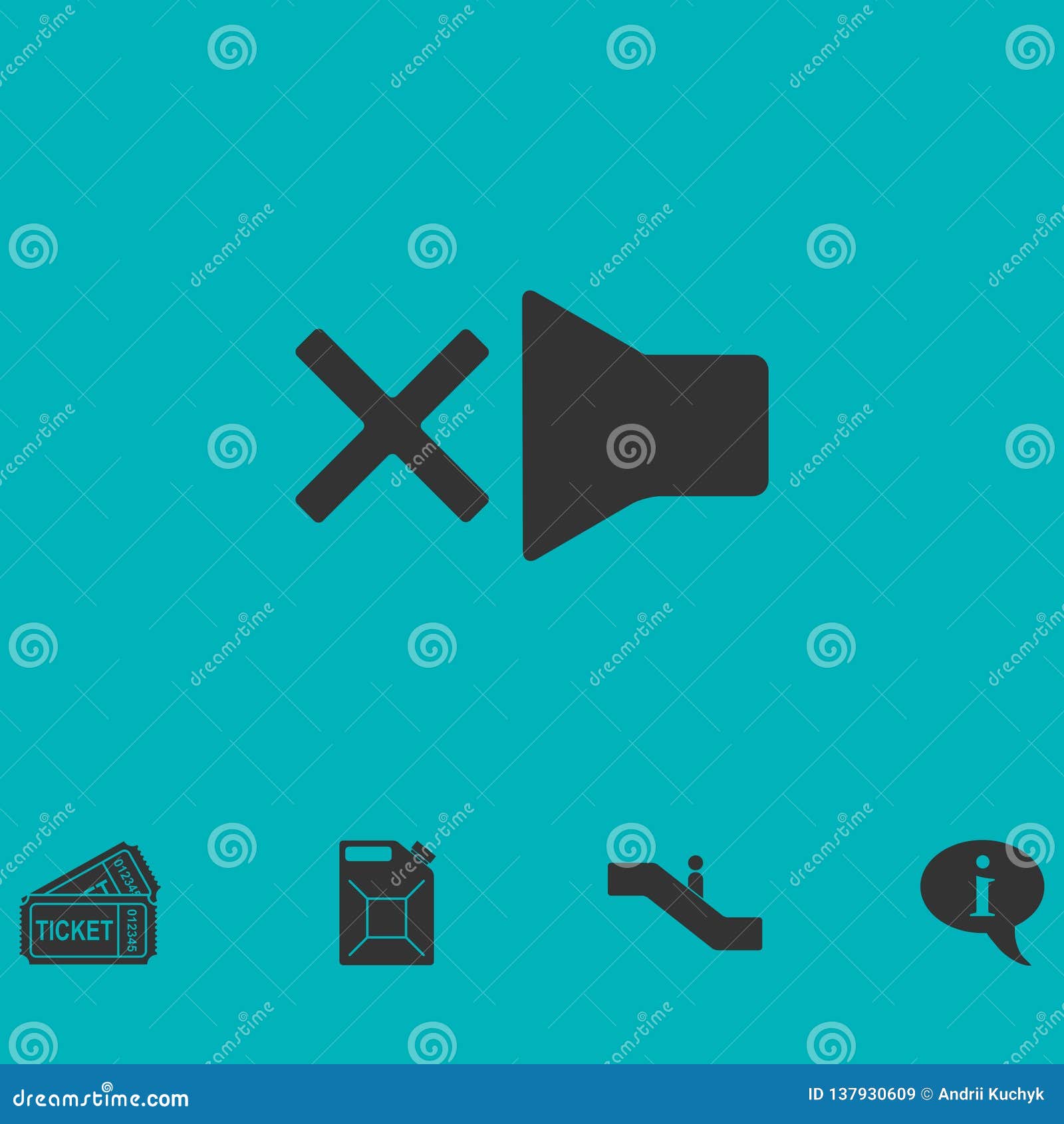 Mute icon flat stock vector. Illustration of sound, audio - 137930609