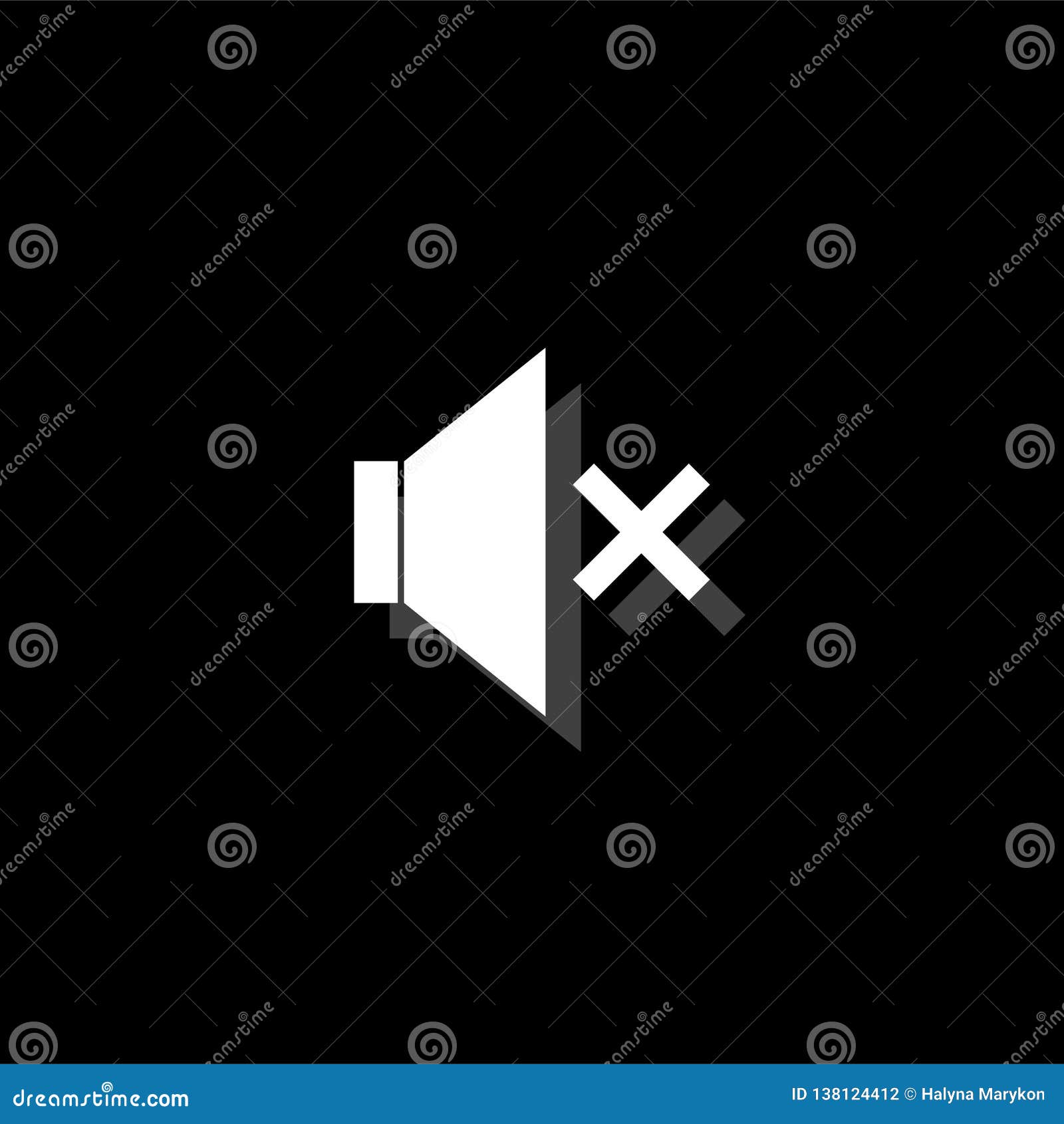 Mute icon flat stock illustration. Illustration of music - 138124412
