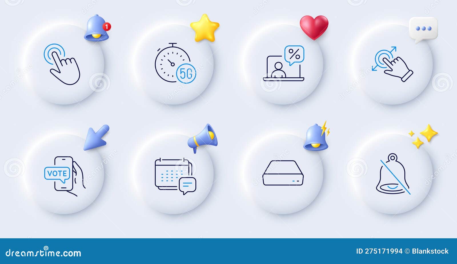Mute, Message and Online Tax Line Icons. for Web App, Printing. Vector ...