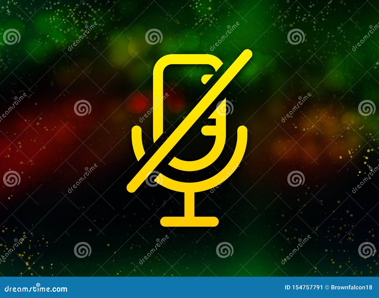 Mute Microphone / Mute Audio Mic With Vector Line Art Icon On A ...